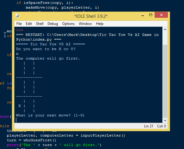 Tic Tac Toe Vs AI Game In Python Free Source Code Free Source Code 